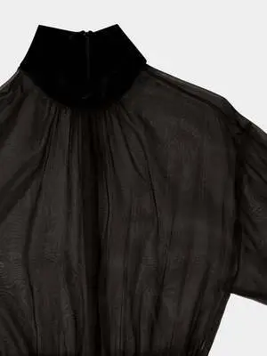 Dolce & Gabbana High Neck Velvet Belted Mini Dress