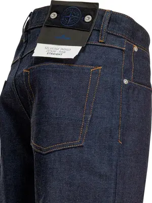 Stone Island Logo Embroidered Straight-leg Jeans - Black