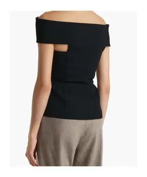 Khaite Off-the-shoulder Asymmetrical Top With Cutout Details - Black