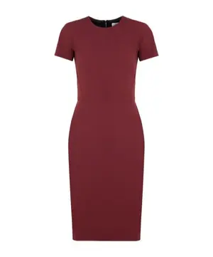 Victoria Beckham Dart Detailed Crepe Midi Dress - Red
