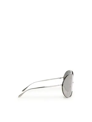 Alaïa Oversized Shield Frame Sunglasses - Silver