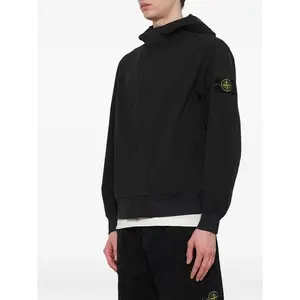 Stone Island Logo Patch Hooded Jacket - Black