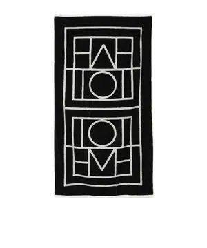 TOTEME Two-toned Geometric Patterned Beach Towel - Black