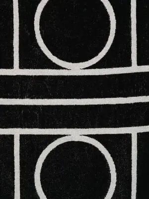 TOTEME Two-toned Geometric Patterned Beach Towel - Black