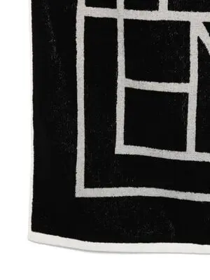 TOTEME Two-toned Geometric Patterned Beach Towel - Black