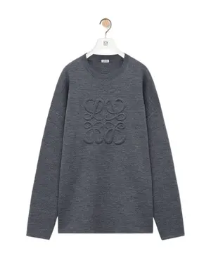 Loewe Anagram Embossed Crewneck Jumper - Light Mixed Gray