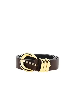Federica Tosi Gold Buckle Belt - Black