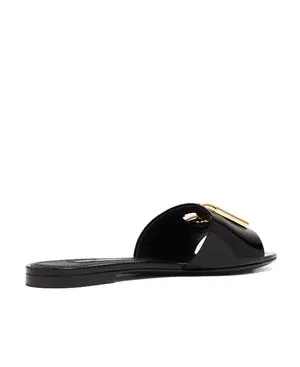 Dolce & Gabbana Dg Logo Plaque Flat Slides - Black