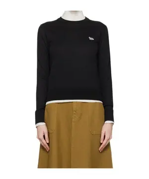 Maison Kitsuné Baby Fox Patch Crewneck Jumper - Black