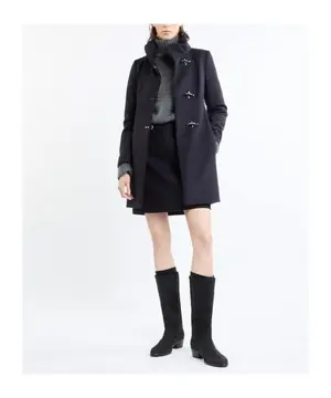 FAY High-neck Peacoat With Buckle Detail - Blue