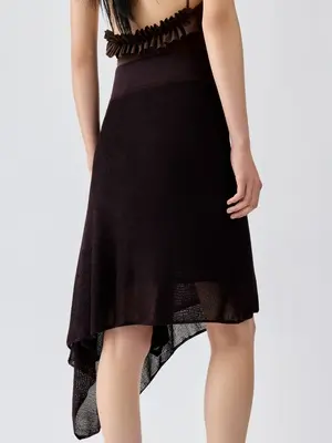 Jacquemus The Voile Asymmetric Skirt - Dark Brown