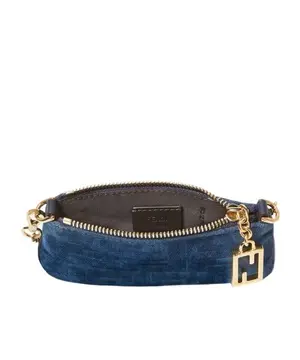 Fendi Baguette Ff Denim Mini Pouch - Blue