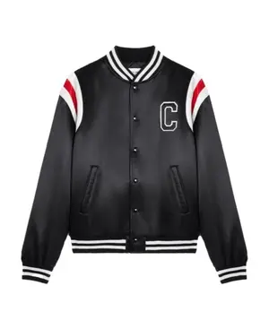 Celine Bomber Jacket In Thick Satin - Black
