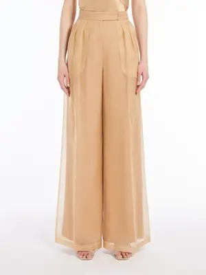 Max Mara Pleated Silk Organza Wide-leg Trousers