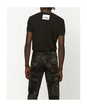 Dolce & Gabbana Dolce Gabbana Punched-holes V-neck T-shirt - Black