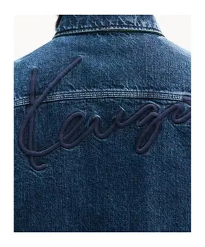Kenzo Signature Japanese Denim Utility Jacket - Medium Stone Blue