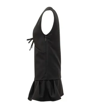 MSGM Sleeveless V-neck Dress With Bow Detail And Ruffled Hem - Black