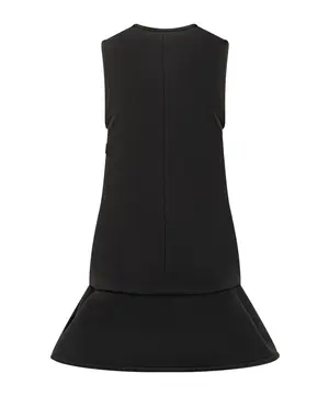 MSGM Sleeveless V-neck Dress With Bow Detail And Ruffled Hem - Black