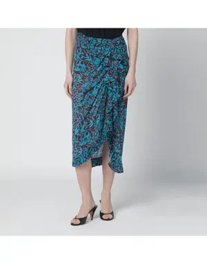 Dries Van Noten Ruched Detailed Midi Skirt - Blue