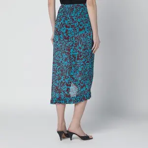 Dries Van Noten Ruched Detailed Midi Skirt - Blue