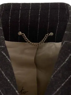 GOLDEN GOOSE Double-breasted Blazer In Gray Melange Wool - Black