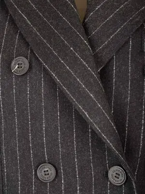 GOLDEN GOOSE Double-breasted Blazer In Gray Melange Wool - Black