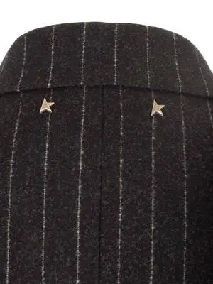 GOLDEN GOOSE Double-breasted Blazer In Gray Melange Wool - Black