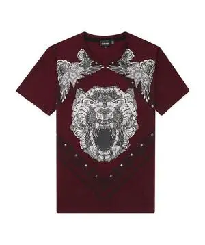 Just Cavalli T-shirt With Round Neck And Short Sleeves - Brown