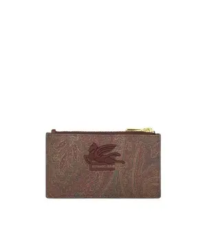 Etro Logo Embroidered Paisley Print Card Holder - Green