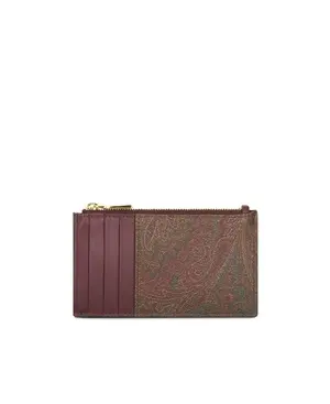 Etro Logo Embroidered Paisley Print Card Holder - Green