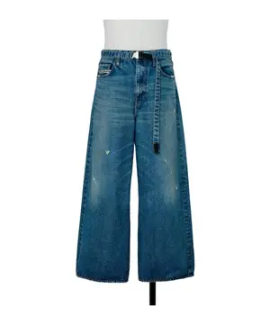 Sacai Wide-leg Jeans With Belt Loops And Distressed Details