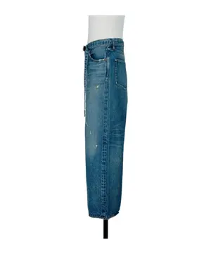 Sacai Wide-leg Jeans With Belt Loops And Distressed Details