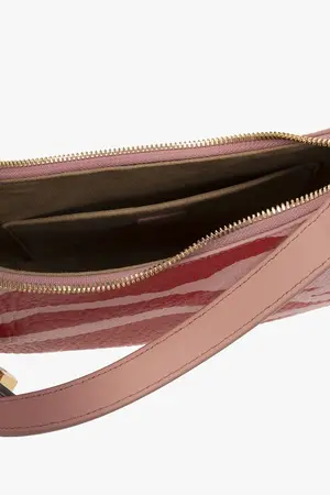 Mcm Zebra Printed Zipped Shoulder Bag - Red