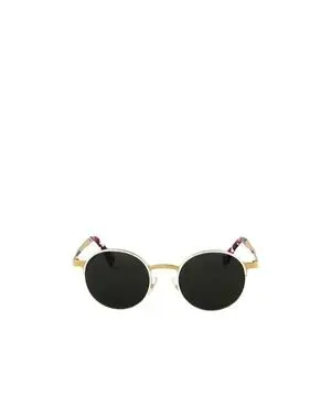 Fendi Round Frame Sunglasses With Logo Detail - Black