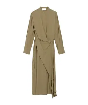 Vanessa Bruno Long Sleeve V-neck Slit Dress