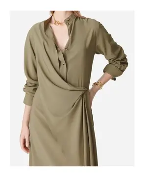 Vanessa Bruno Long Sleeve V-neck Slit Dress
