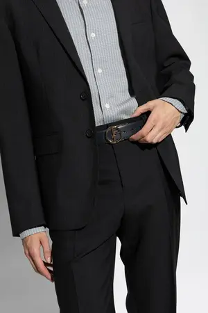 Giorgio Armani Logo Buckle Leather Belt