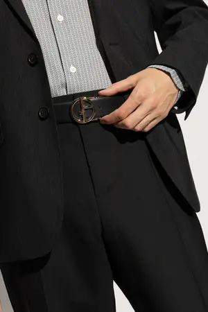 Giorgio Armani Logo Buckle Leather Belt