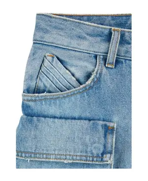 Attico Logo Embroidered Denim Cargo Skirt - Blue