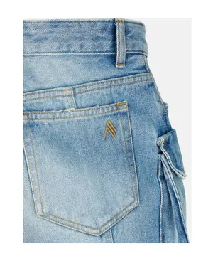 Attico Logo Embroidered Denim Cargo Skirt - Blue