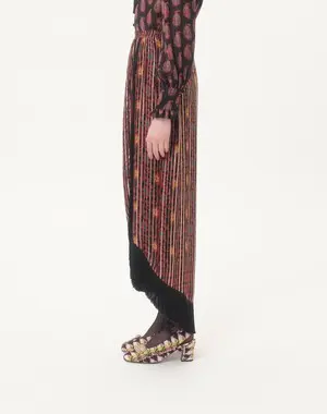 Valentino Garavani Fringed Floral-print Maxi Skirt