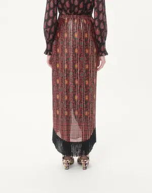 Valentino Garavani Fringed Floral-print Maxi Skirt