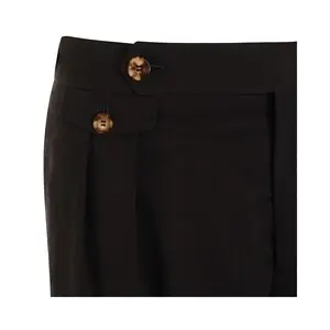 Brunello Cucinelli Pleated Straight Leg Pants With Button Detail - Black