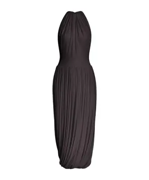 Alaïa Halterneck Sleeveless Draped Midi Dress - No