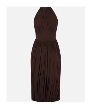 Alaïa Halterneck Sleeveless Draped Midi Dress - No
