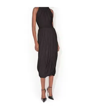 Alaïa Halterneck Sleeveless Draped Midi Dress - No
