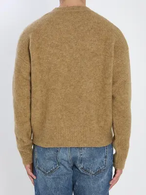 AMI Paris Logo Embroidered Crewneck Jumper - Camel