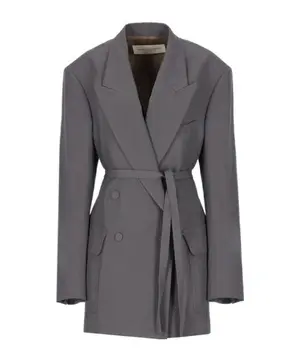 Dries Van Noten Dries Van Noten Double-Breasted Belted Blazer Grey