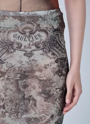 JEAN PAUL GAULTIER Médaillon Print Mesh Midi Skirt