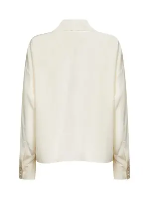 Max Mara Pintuck Tie-neck Blouse